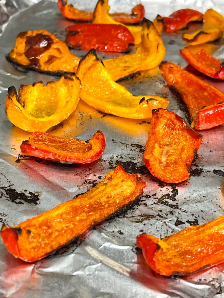 Oven Roasted Bell Pepper Slices - Strips Of Red, Orange Peppers