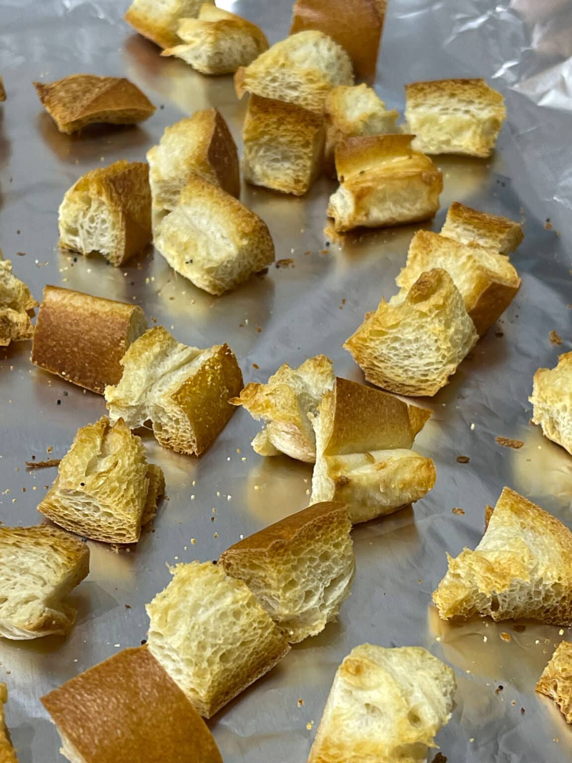 Baguette Croutons - French Bread Croutons In Oven (Homemade)