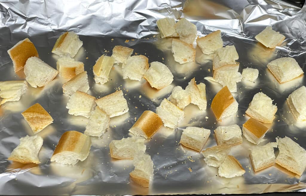Baguette Croutons - French Bread Croutons In Oven (Homemade)